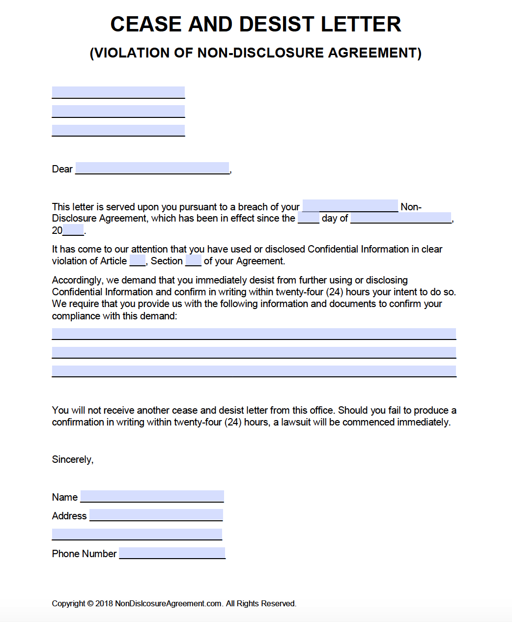 Sample Cease And Desist Letter To Former Employee Collection Letter 